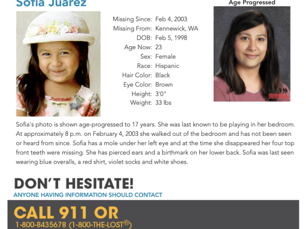 Police Have New Lead In 2003 Disappearance Of 4-Year-Old Sofia Juarez ...